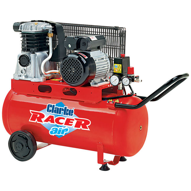 Clarke Racer 9/50P 2hp 50 Litre Belt Driven Air Compressor (110V ...