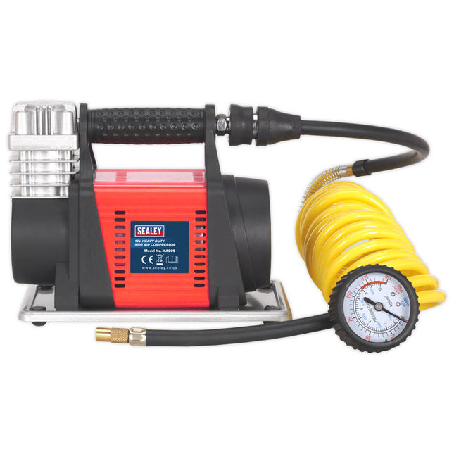 Sealey MAC05 12V Heavy-Duty Tyre Inflator/Mini Air Compressor 4.5m Hose ...
