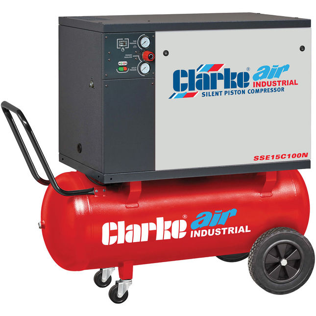 Clarke SSE15C100N 14cfm 100Litre 3HP Low Noise Piston Air Compressor ...