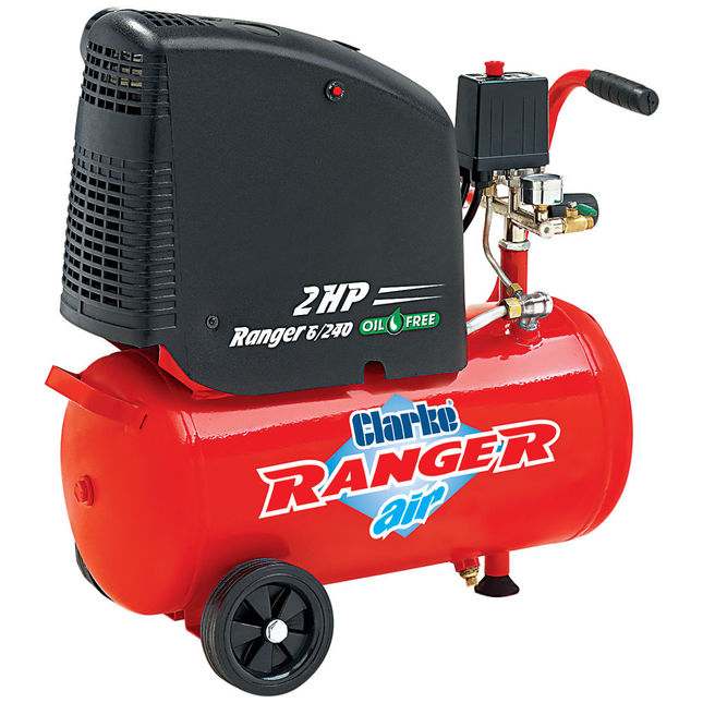 Clarke Ranger 6/240 2hp 24 Litre Oil Free Air Compressor - Machine Mart