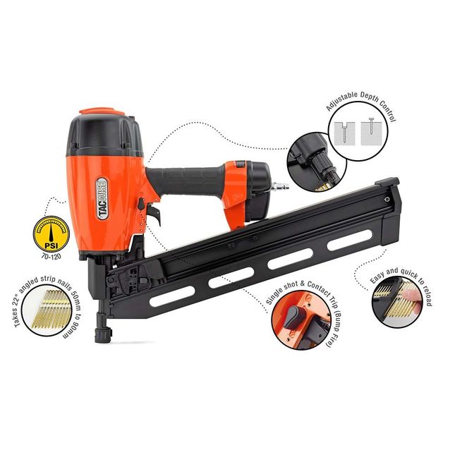 Tacwise KSN90V Angled Air Strip Nail Gun for Plastic Collated Strip ...