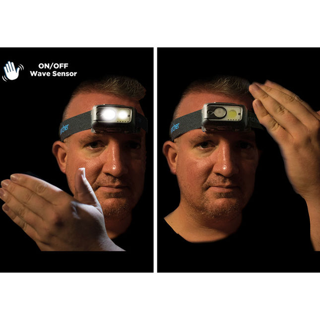 NightSearcher LightWave 520 Rechargeable Head Torch with On/Off Wave ...