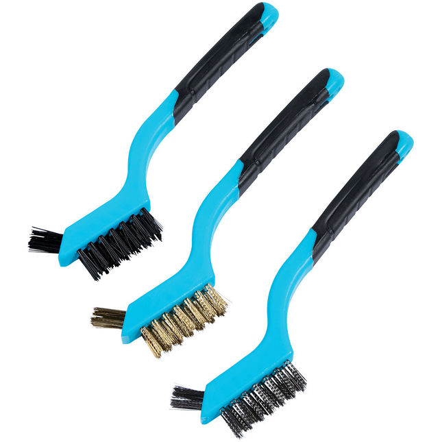 3 piece Mini Wire Brush Set - Machine Mart