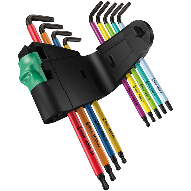 Wera 967Spkl/9Bo 9 Piece Tx Key Set Tx8/Tx40 Long Multicolour - Machine Mart