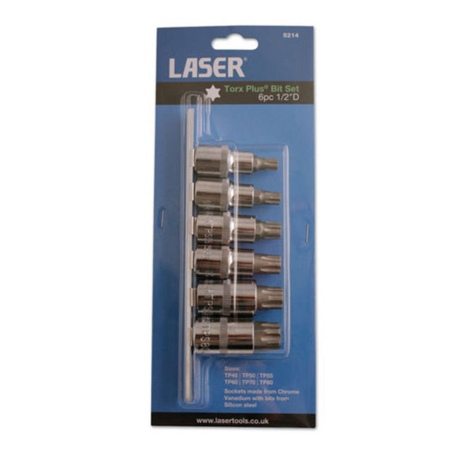 Laser 5214 - 6 Piece 1/2" Drive Torx Plus Bit Set - Machine Mart