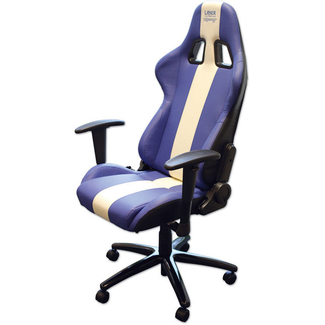 Laser 6654 Racing Office Chair (Blue/White Stripe) - Machine Mart