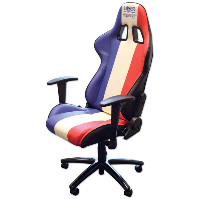 Laser 6656 Racing Office Chair (Red/White/Blue) - Machine Mart