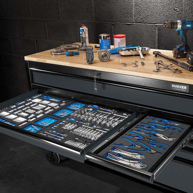 BUNKER® 08227 10 Drawer 56" Workbench Roller Tool Cabinet - Grey ...