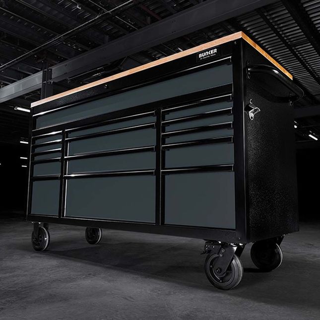 BUNKER® 08238 15 Drawer 61" Workbench Roller Tool Cabinet - Grey ...