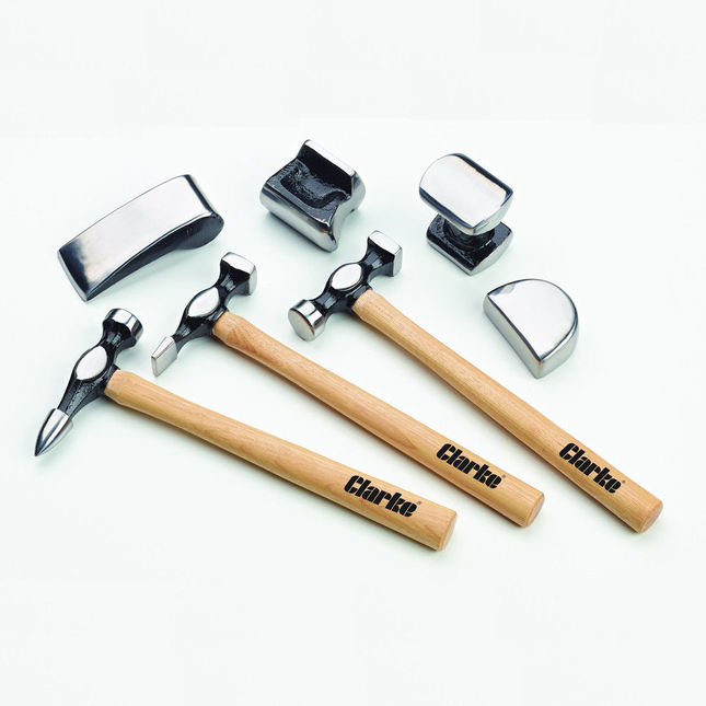 Clarke CPB7CH 7 piece Panel Beating Set With Hickory Shafts - Machine Mart