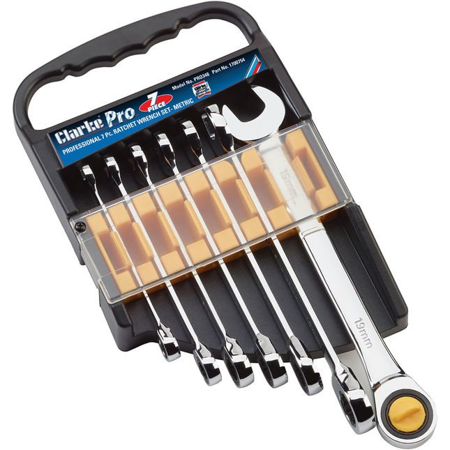 Clarke PRO348 7 Piece Ratchet Spanner Set - Machine Mart