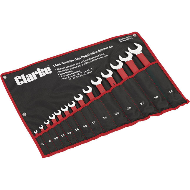 Clarke CHT812 14 Piece 6 - 32mm Cushion Grip Combination Spanner Set ...