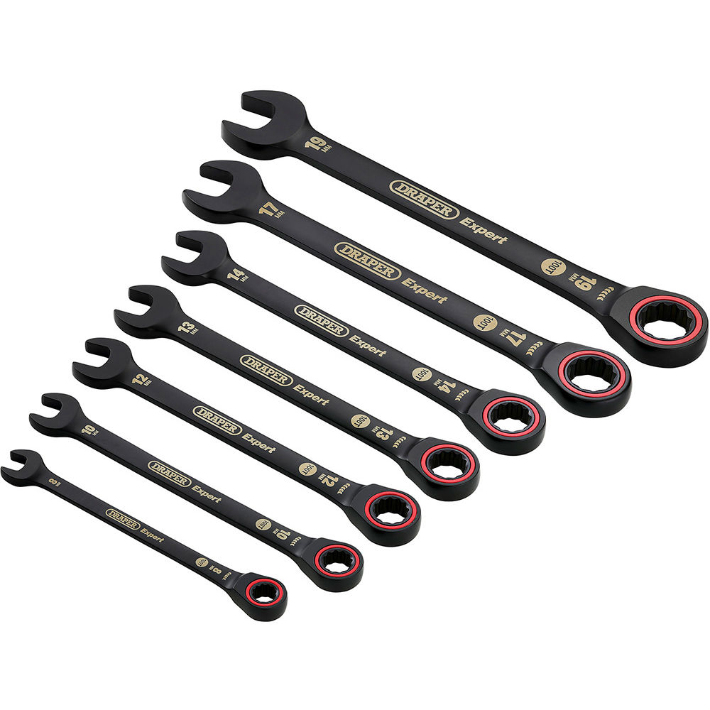 Draper Expert HI-TORQ® Metric Ratchet Combination Spanner Set, Black (7 ... Draper Expert HI-TORQ® Metric Ratchet Combination Spanner Set, Black (7 ...