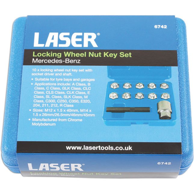Laser 6742 Locking Wheel Nut Key Set - Mercedes Benz - Machine Mart