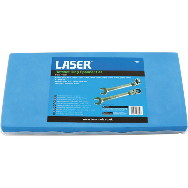Laser 7350 12 Piece 8 - 19mm Flexible Ratchet Ring Spanner Set ...