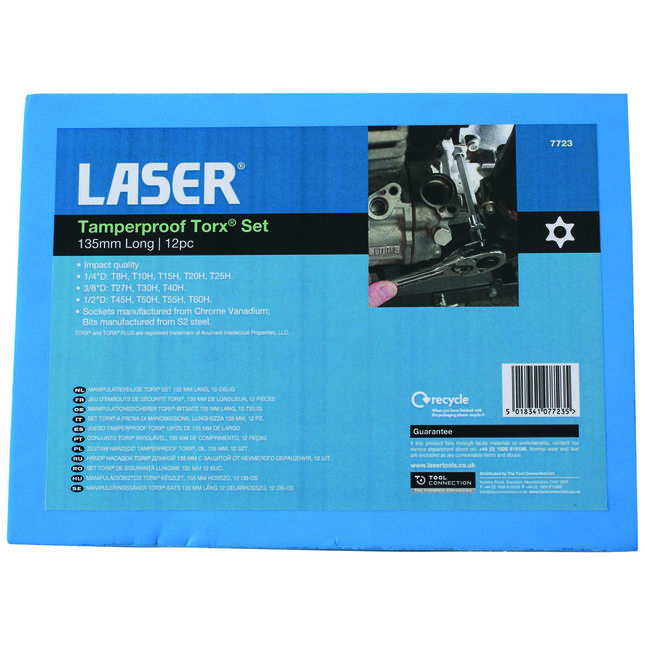 Laser 7723 12 piece Tamperproof Torx® Set 135mm Long - Machine Mart