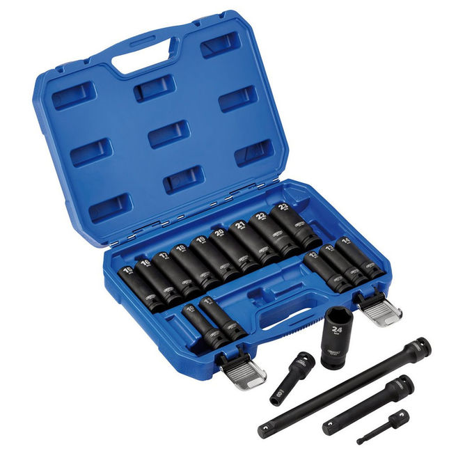 Draper HI-TORQ® 1/2" Drive 19 Piece Metric Deep Impact Socket Set ...