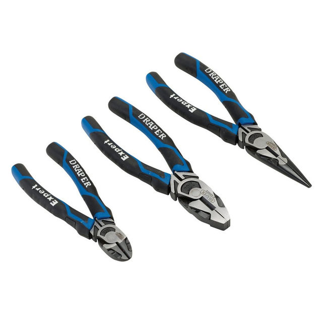 Draper Expert High Leverage Plier Set Blue (3 Piece) - Machine Mart