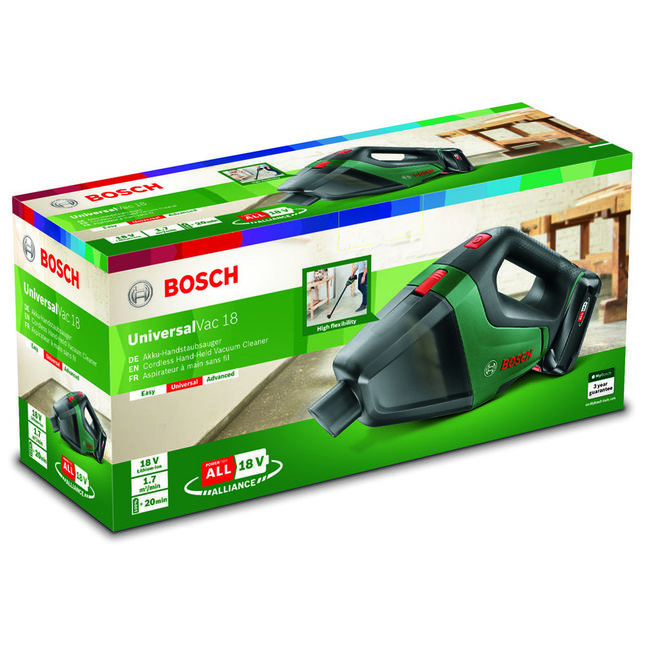 Bosch UniversalVac 18 Classic Green Cordless Handheld Vacuum Cleaner ...