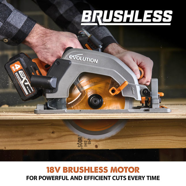 Evolution R185CCS-Li 18V 185mm Brushless Circular Saw 4Ah Battery and ...