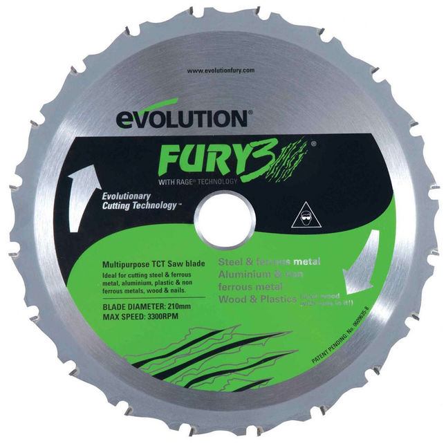 Evolution FURY3 210mm Replacement Multipurpose TCT Blade - Machine Mart ...