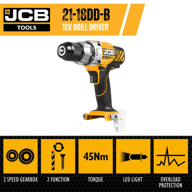 JCB 21-18DD-B 18V Drill Driver (Bare Unit) - Machine Mart