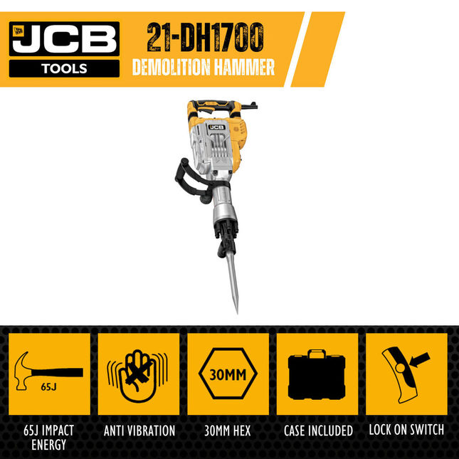 JCB 21-DH1700 75J Breaker with Pointed and Flat Chisels (230V ...