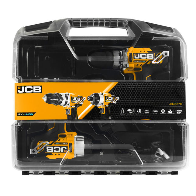JCB 21-12TPK-WB-2 12V Combi Drill and Impact Driver with 2x2.0Ah Batteries in W-Boxx 102 Case ...