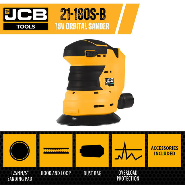 JCB 21-18OS-B 18V Orbital Sander (Bare Unit) - Machine Mart