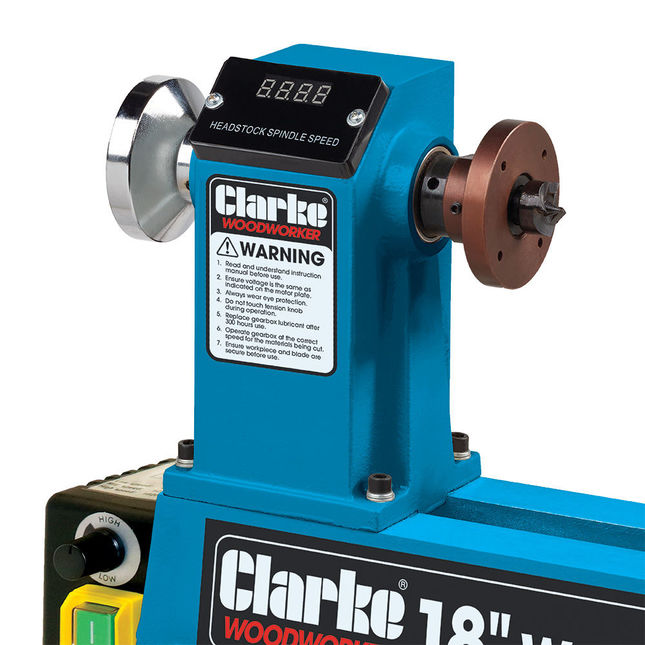 Clarke CWL460 18" (460mm) Variable Speed Wood Turning Lathe (550W ...