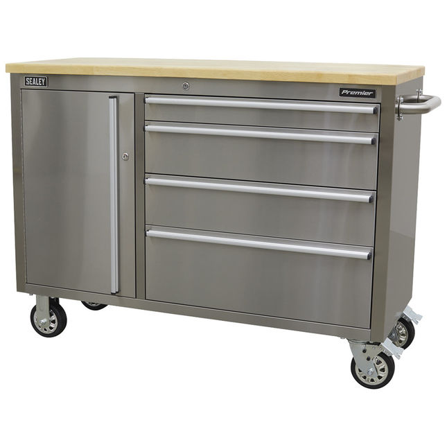Sealey AP4804SS 4 Drawer Stainless Steel Mobile Tool Cabinet - Machine Mart