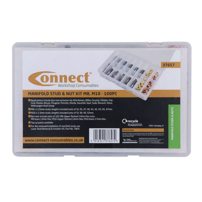 Connect 100 piece Manifold Stud & Nut Kit M8, M10 - Machine Mart ...