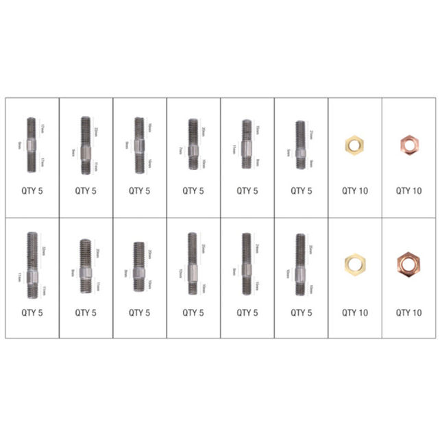 Connect 100 piece Manifold Stud & Nut Kit M8, M10 - Machine Mart